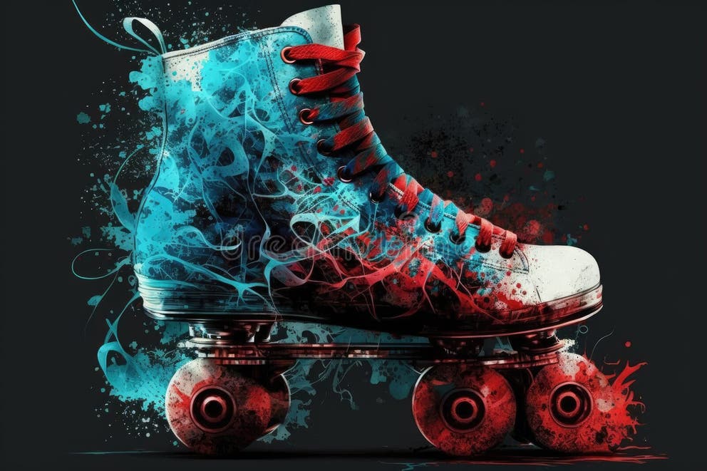 Roller Skates, Blue, Laces Undone Stock Illustration - Illustration of ...