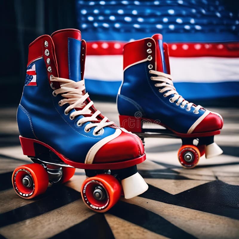 Roller Skates with Red and Blue Colors on the Side Stock Illustration ...