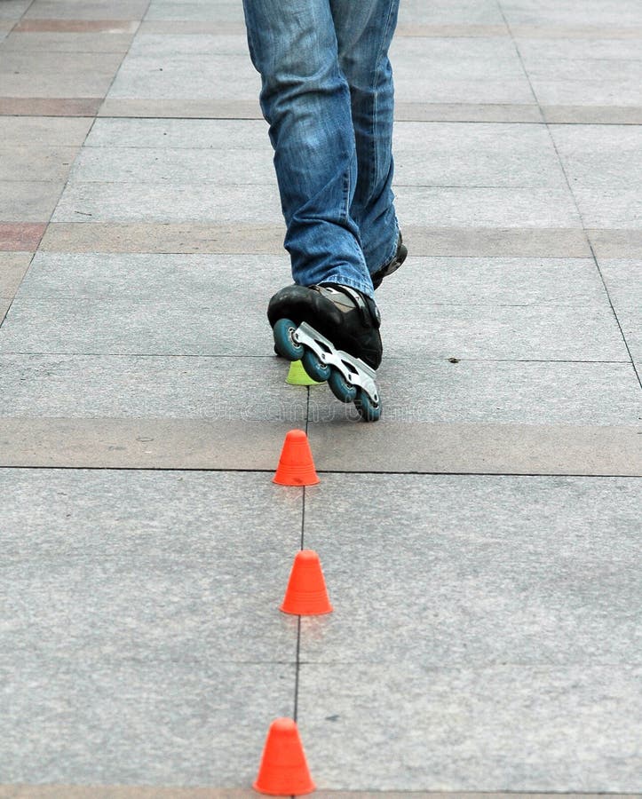 Cone skating (slalom) stock image. Image of hobbies, lifestyle - 6577181