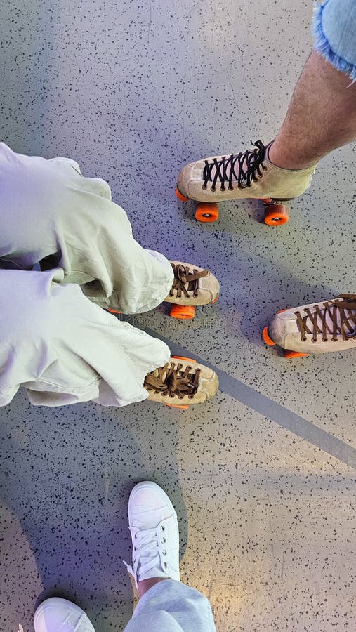 Roller Skating Fun Friends Enjoying a Retro Activity Together on a ...