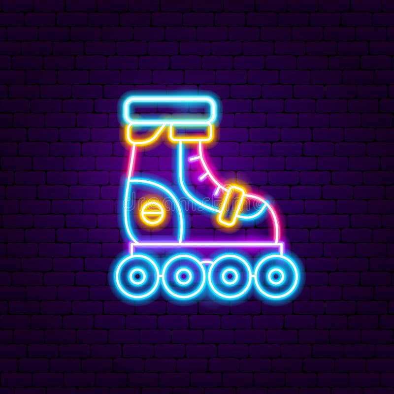 Roller Skating Neon Label stock vector. Illustration of roller - 144779583