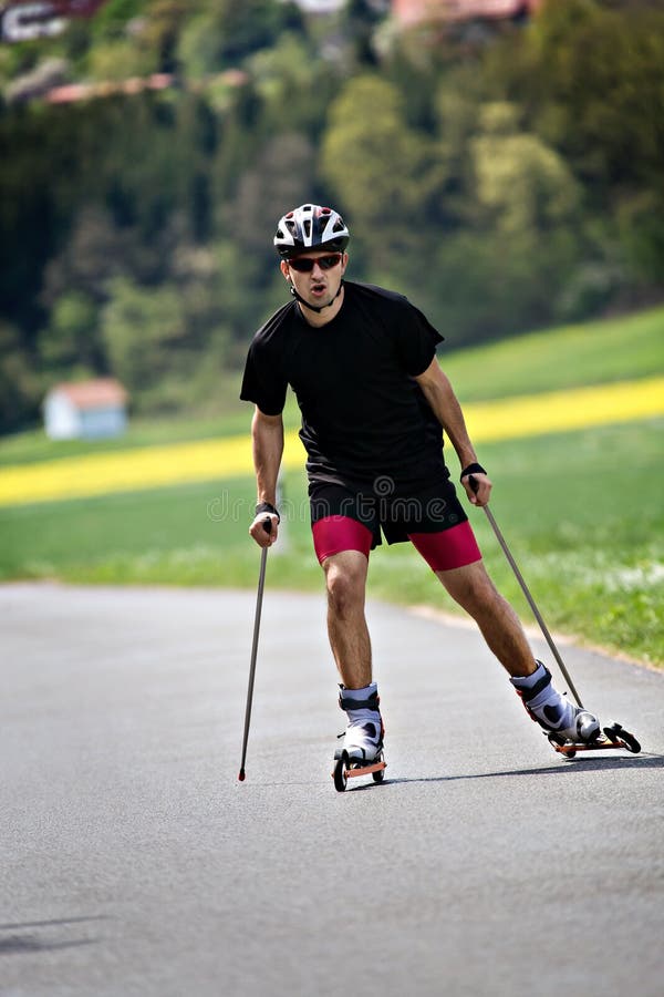 Roller skiing stock image. Image of sportsman, people - 30468017