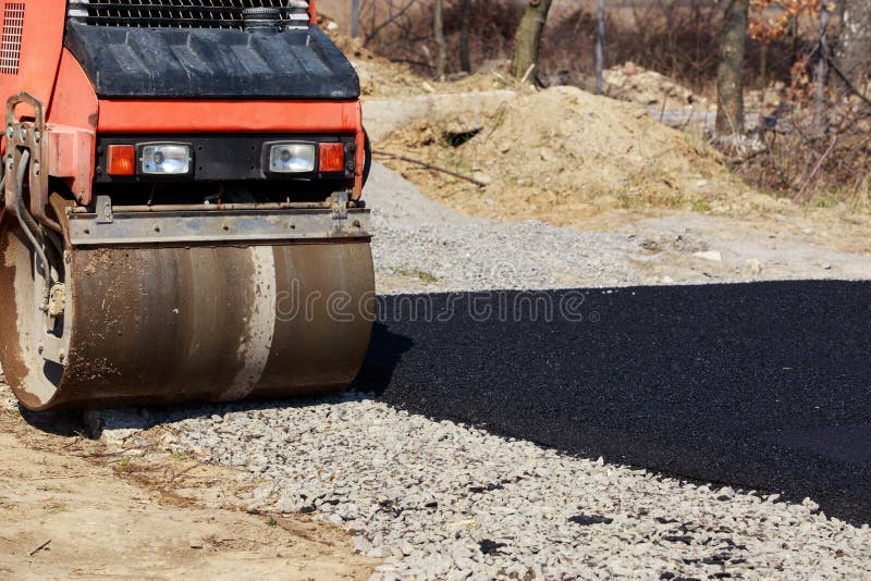Roller is smooth asphalt stock image. Image of route - 92438239