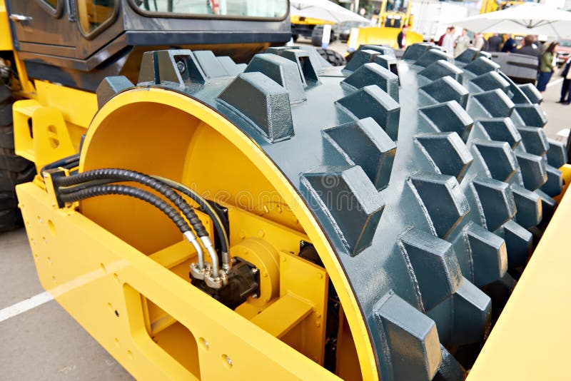 Roller soil compactor stock photo. Image of bulldozer - 121218422
