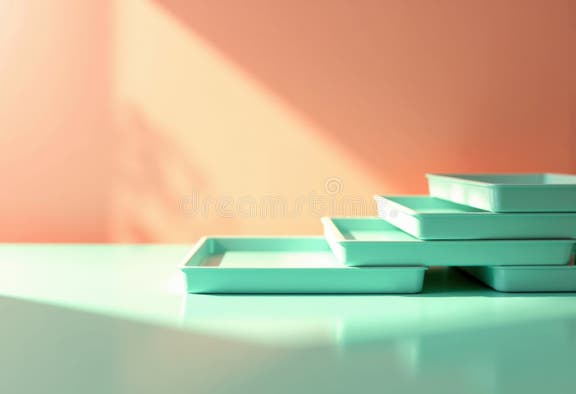 Roller Sorting Table with Empty Trays Arranged in a Neat Stack Stock ...