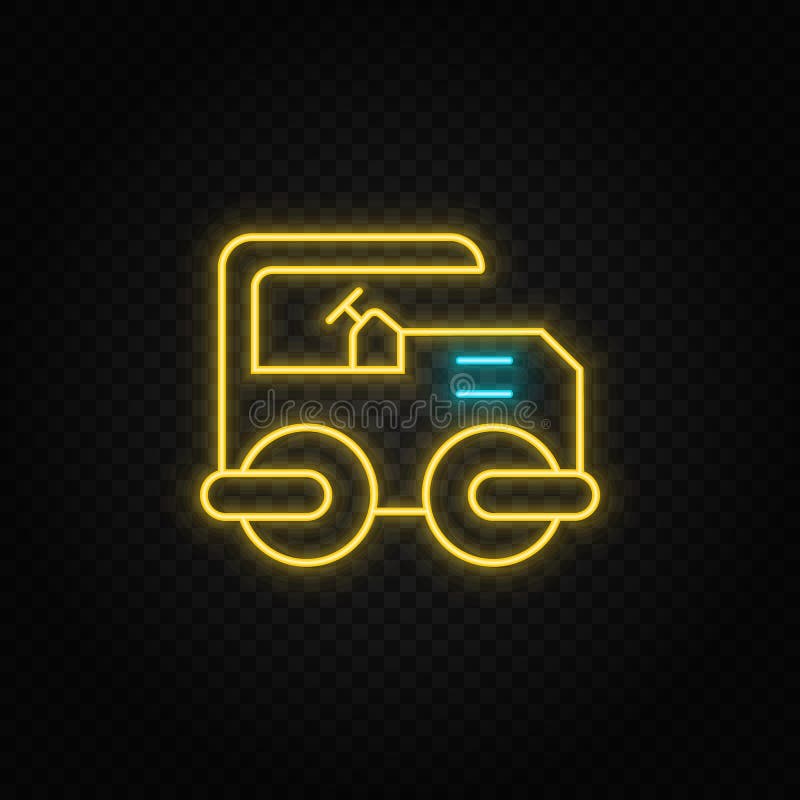 Roller, Steam. Blue and Yellow Neon Vector Icon Stock Illustration ...