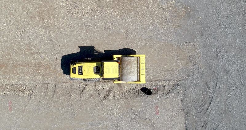 Aerial View of Road Building. Roller Work, Making New Road ...