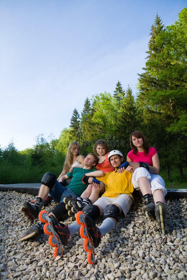Rollerblading stock image. Image of people, outdoors - 13026275