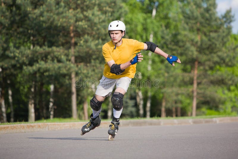 Sister and Brother Having Fun Rollerblading Stock Photo - Image of care ...