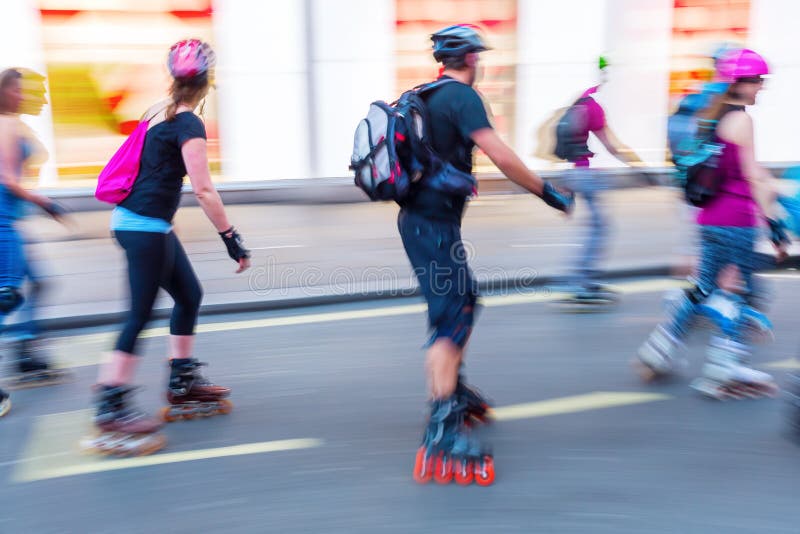 Rollerblading on the Street Editorial Stock Photo - Image of race ...