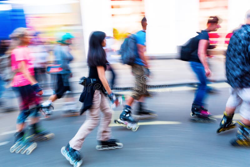 Rollerblading People on a City Street Editorial Photo - Image of people ...