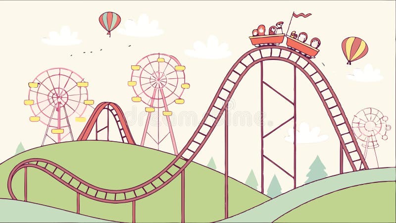 Rollercoaster at Amusement Park, Thrill Ride Vector Design Generative ...