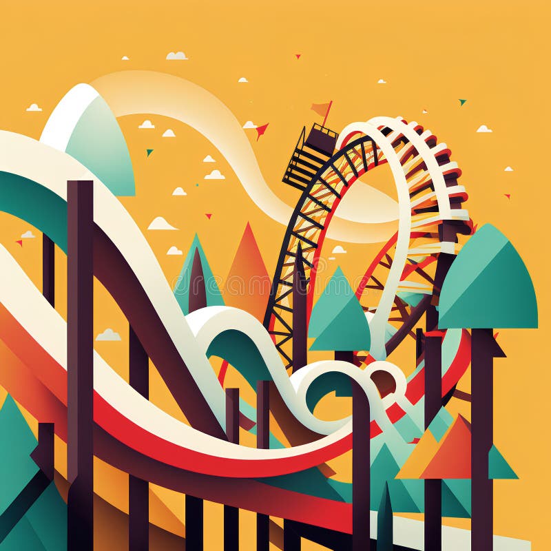 Rollercoaster in the Amusement Park. Vector Illustration in Flat Style ...
