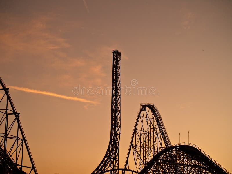 Rollercoaster Heaven Magic Mountain Stock Photo - Image of steel, park ...
