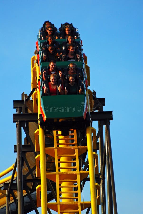 Rollercoaster Riders Scream As Their Car Heads into a Descent Editorial ...