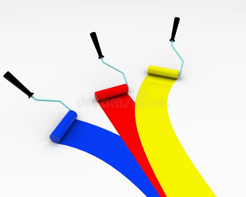 Red & Blue Paint Rollers Stock Vector - Illustration of enamel, paint ...