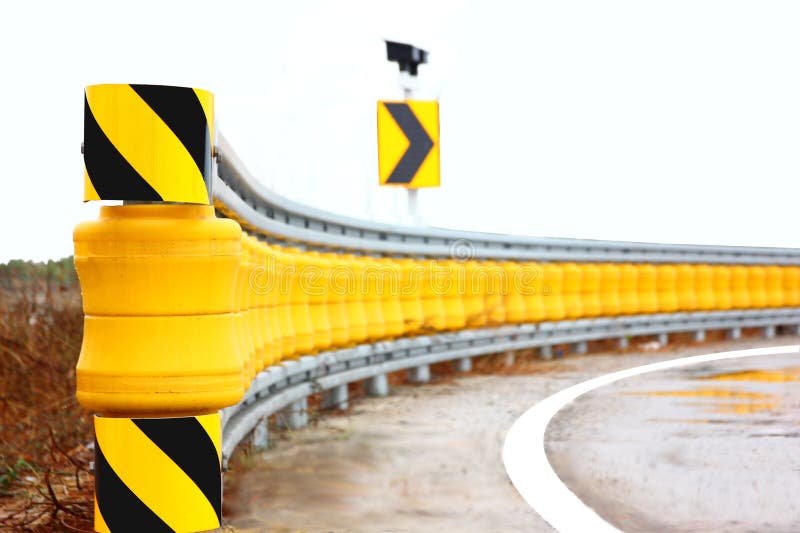 Rolling Barrier Guard Rail Install Curve Lean Road Stock Photos - Free ...