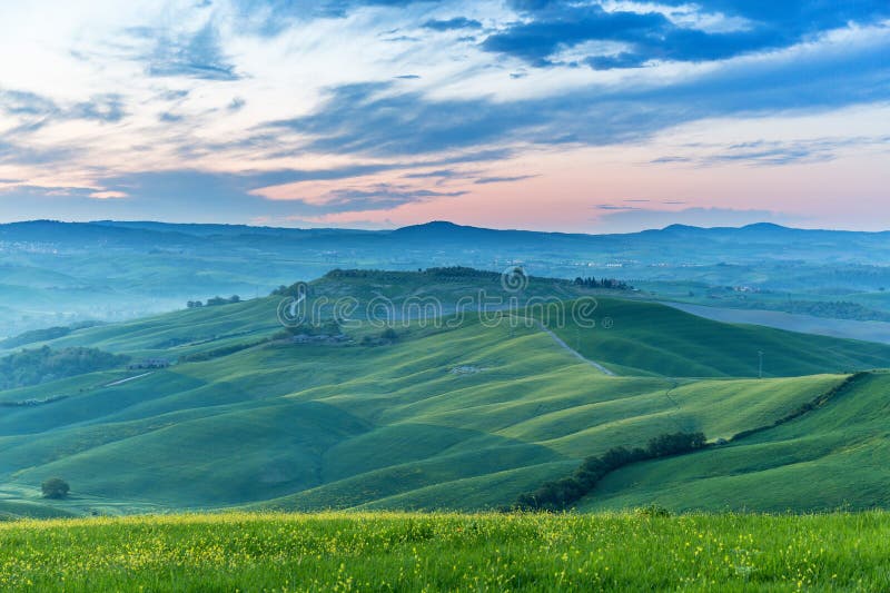 Rolling Countryside in the Morning Light Stock Photo - Image of light ...