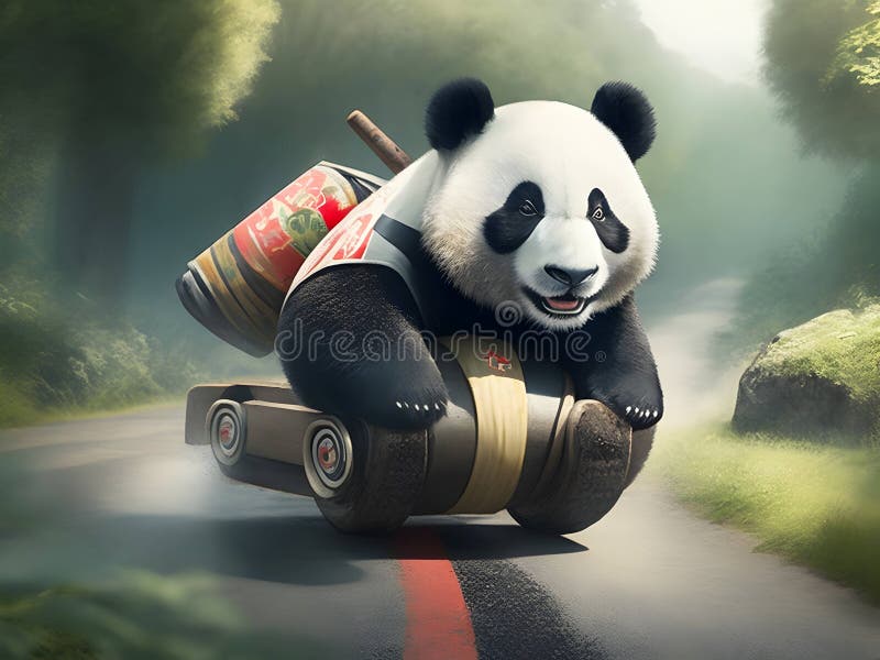 Rolling Delights: Playful Panda Artwork Stock Illustration ...
