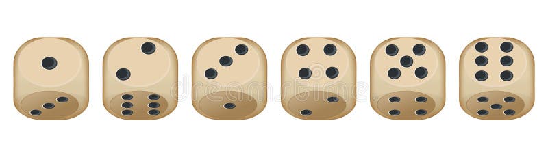 Rolling Dice. White Roll Cubes for Gamble Games, Top View Dice Sides ...