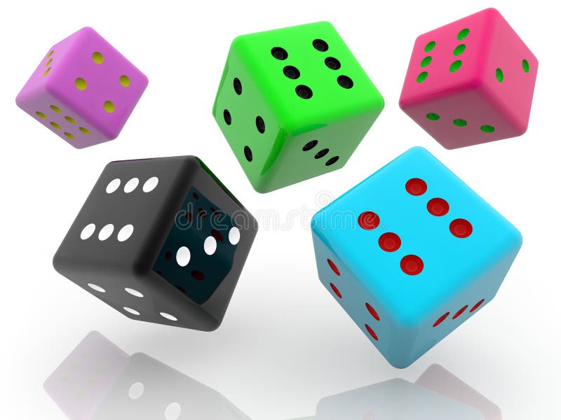 Rolling Different Colored Dice on White 库存例证 - 插画 包括有 作用, 娱乐场: 166410715