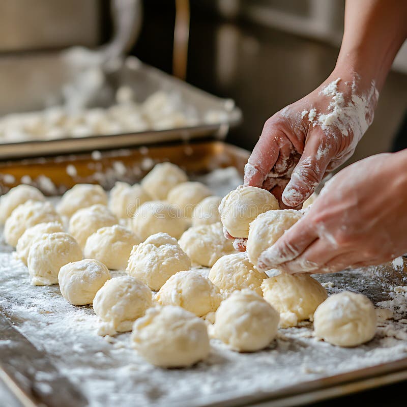 Rolling Dough into Balls Creates Delightful Scene in Kitchen Filled ...