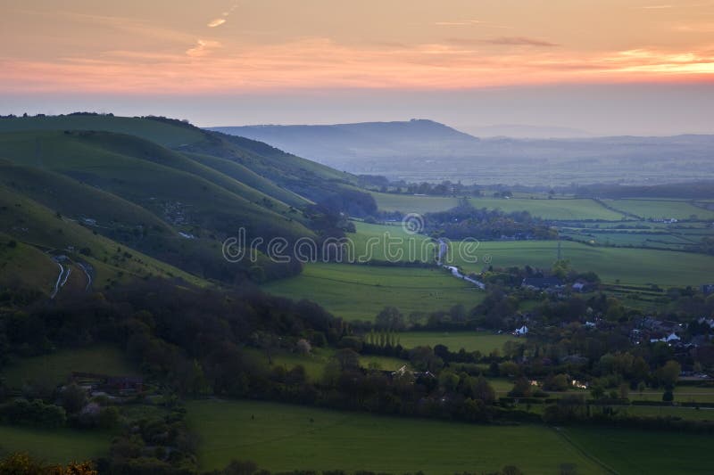 Rolling English Countryside Landscape in Spring Stock Image - Image of ...