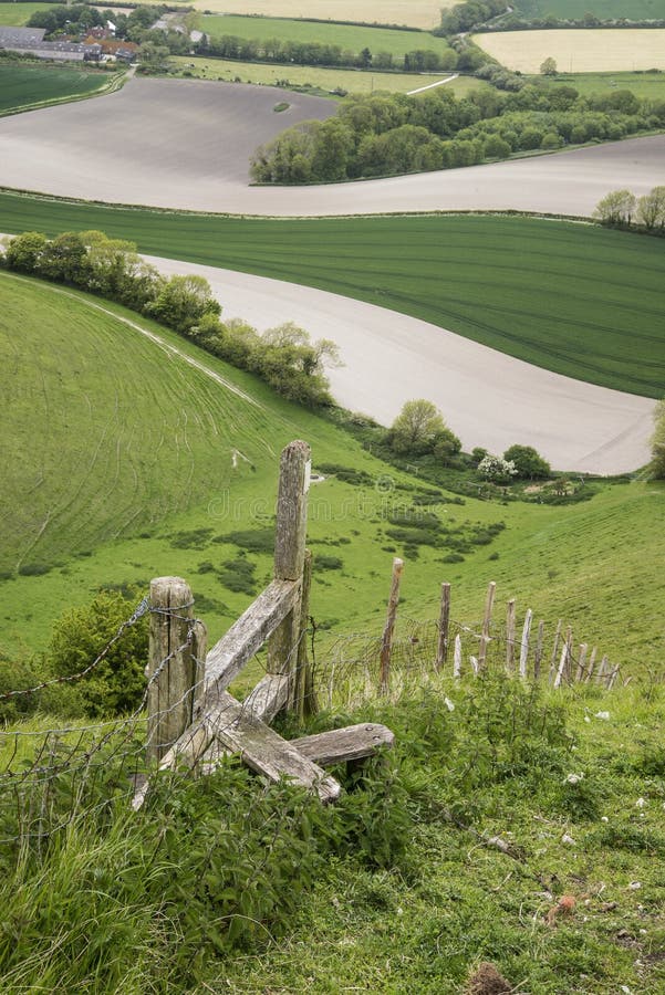 Rolling English Countryside Landscape in Spring Morning Stock Photo ...
