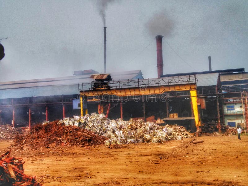 Rolling factory scrapyeard stock image. Image of stadium - 206288665