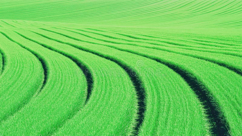 Rolling Fields Showcasing Vibrant Green Agricultural Patterns in Spring ...