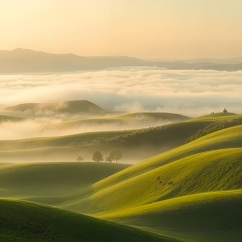 Rolling Fog Rising Over Hill Stock Image - Image of rising, hill: 401621545
