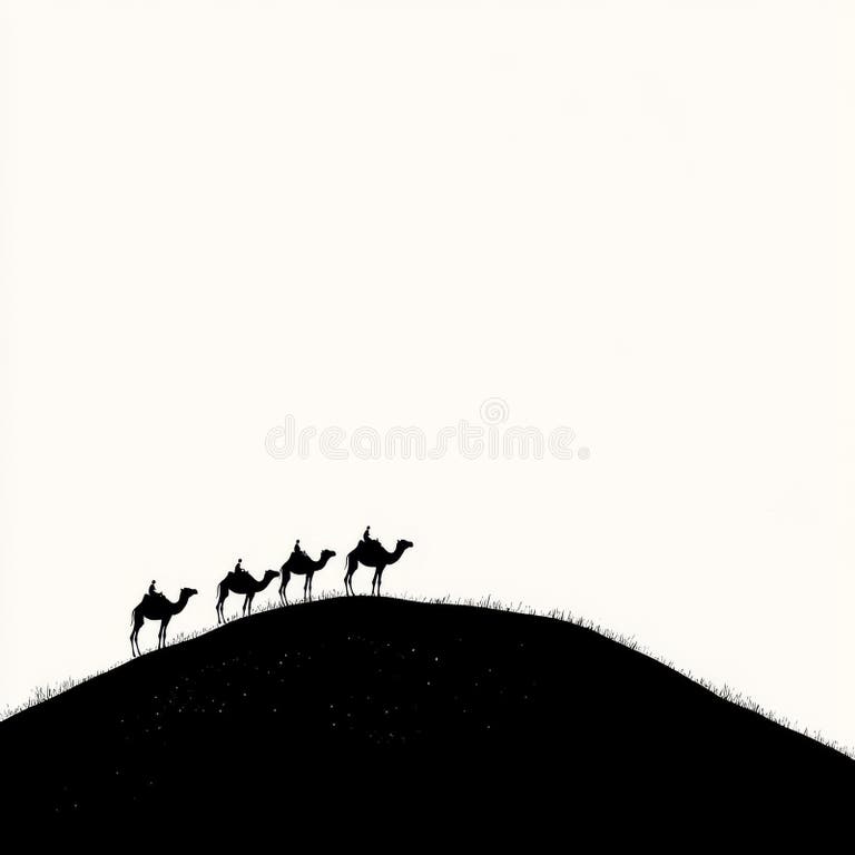 Rolling Hills Silhouette, Standalone Illustration on White Background ...