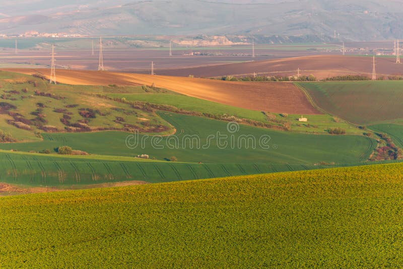 Rolling hills in spring stock photo. Image of green - 145196960