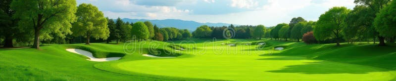 Rolling Hills, Verdant Golf Course with Mature Trees, Nature, Sunlit ...