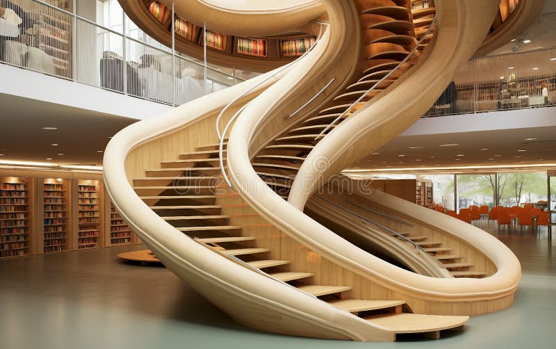 Rolling Library Stairs on Generative Ai. Stock Illustration ...