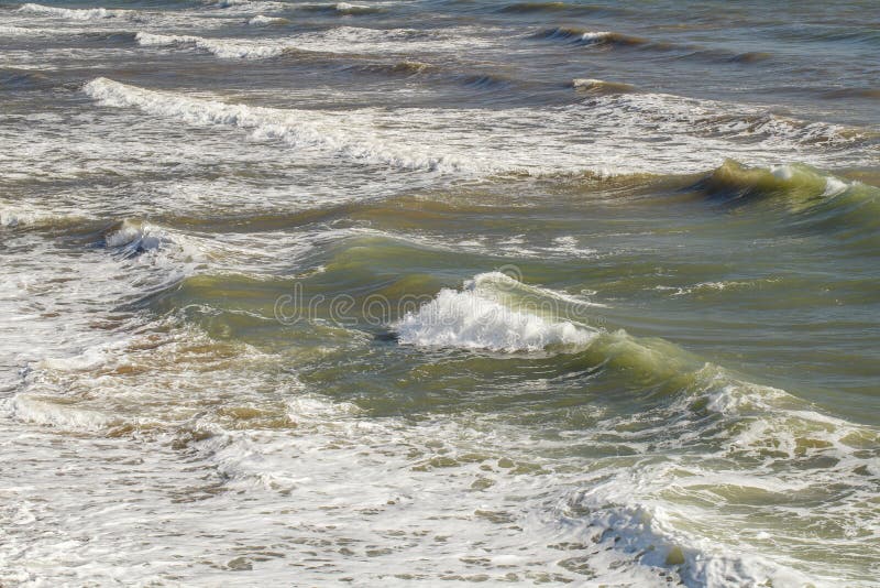 Rolling Long Waves in the Sea on the Seashore Stock Photo - Image of ...