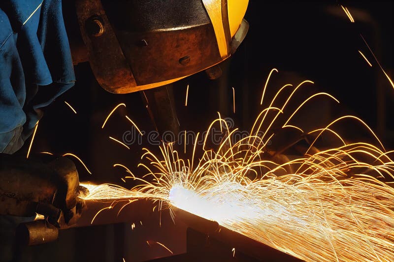 Rolling Machine Man in Mask Behind Welding Process. Stock Illustration ...