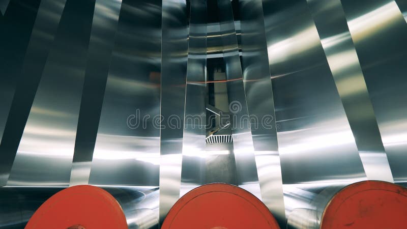 Rolling Mechanisms with Metal Sheets Going through Them Stock Footage ...