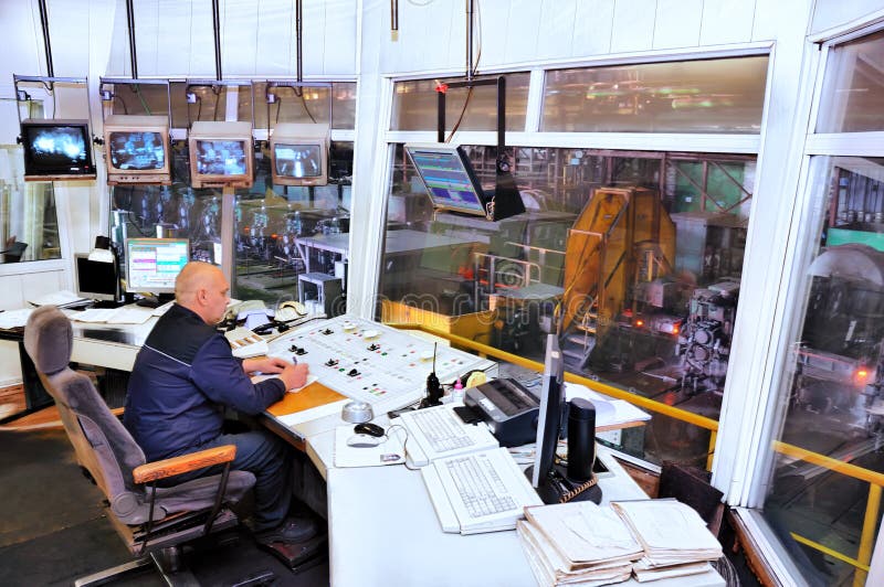 Rolling Mill Control Room Factory Operator Stock Photo - Image of ...