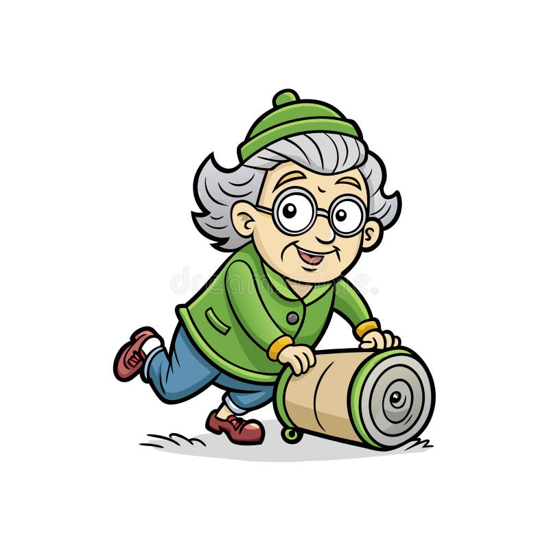 Rolling Motion of an Elderly Woman Stock Photo - Illustration of drawn ...