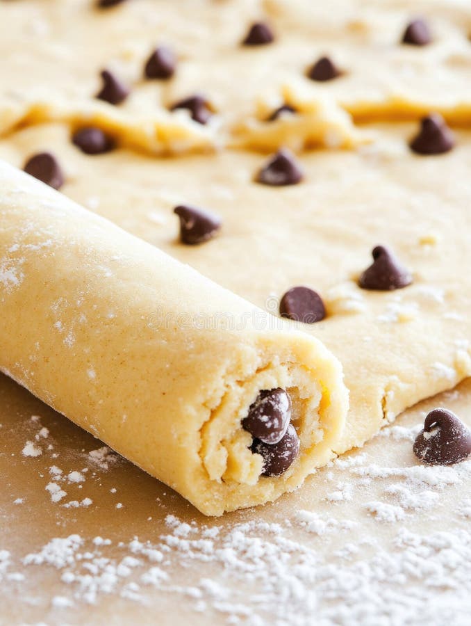 Rolling Out Chocolate Chip Cookie Dough for Bake Cookies Day Stock ...