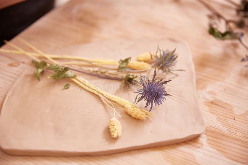 Rolling Out the Clay Mass for Sculpting a Wall Panel. Stock Photo ...