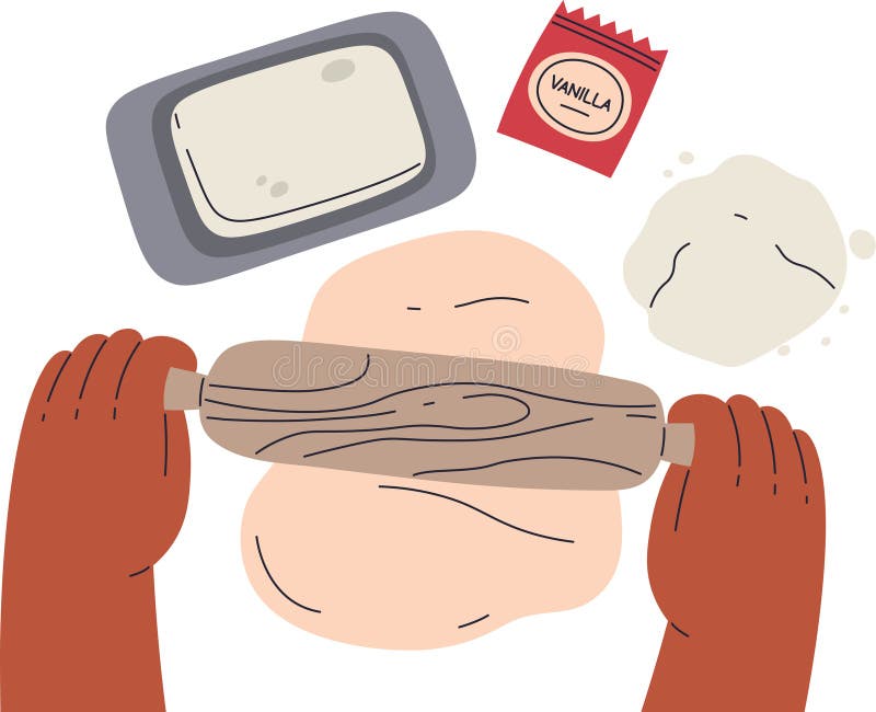 Rolling Out the Dough Process Stock Vector - Illustration of cook ...
