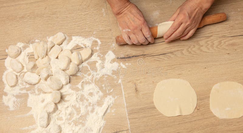 Rolling Out the Dough with Your Hands. Stock Photo - Image of meal ...