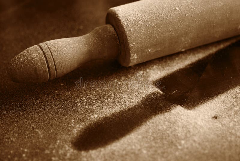 Rolling-pin stock image. Image of table, sepia, making - 8383173