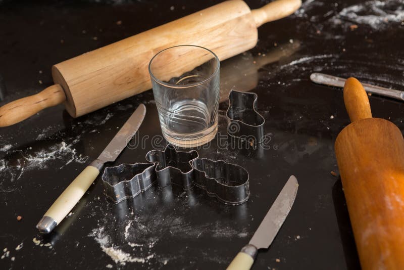 Rolling Pin and Baking Utensils Stock Photo - Image of snowman, making ...