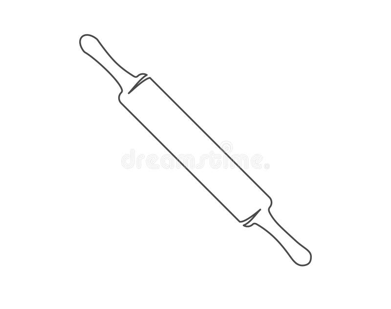 Rolling Pin Continuous One Line Icon Isolated on White Background Stock ...