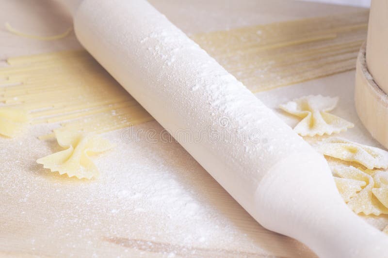 Rolling Pin for Cooking Pasta Dough Stock Photo - Image of dough ...