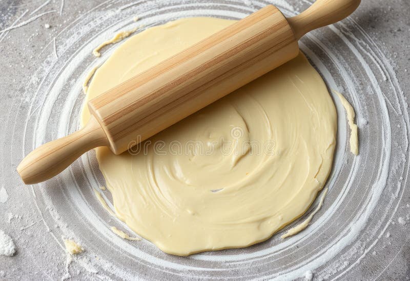 Rolling Pin and Dough a Rolling Pin Rolling Out Dough with Anima Stock ...