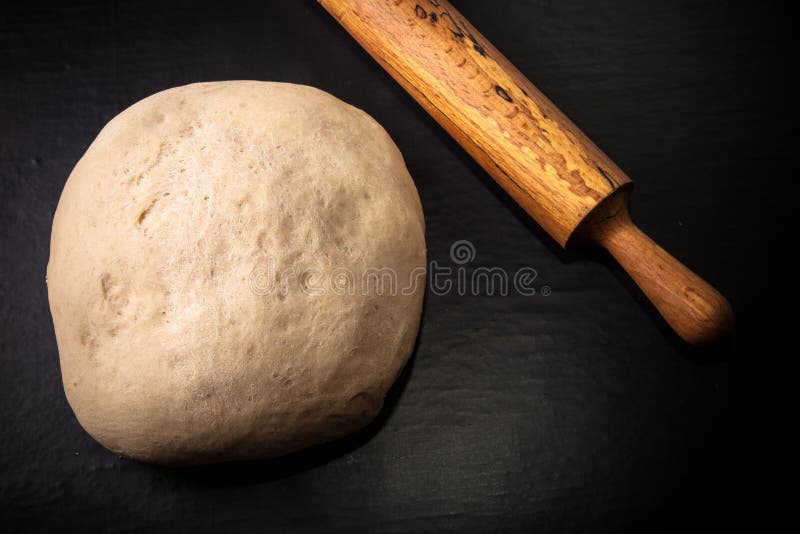Rolling Pin and Dough for Pie Stock Image - Image of kneading, homemade ...